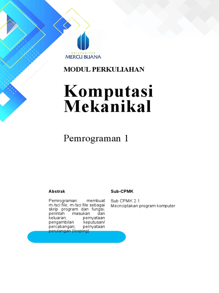 Modul Mekanikal Komputasi (TM4) | PDF