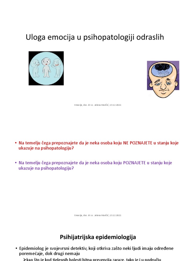 Uloga Emocija U Psihopatologiji Odraslih | PDF