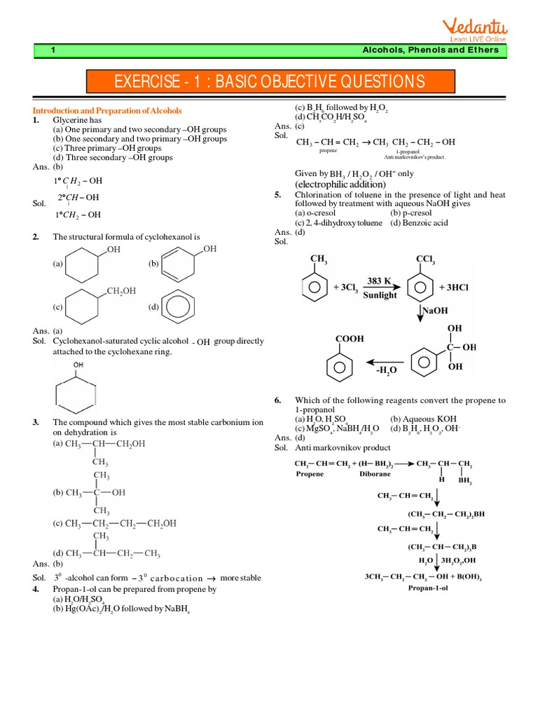 Alchol, Ethor Phenol Ex-1 | PDF | Ethanol | Acid