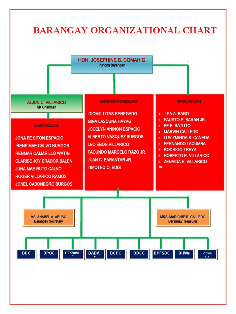 Barangay Organizational Chart 2021 | PDF