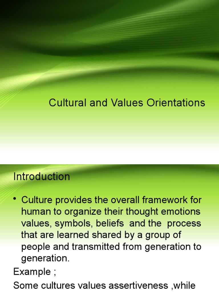 Cultural and Values Orientations - Final | PDF | Collectivism | Power ...