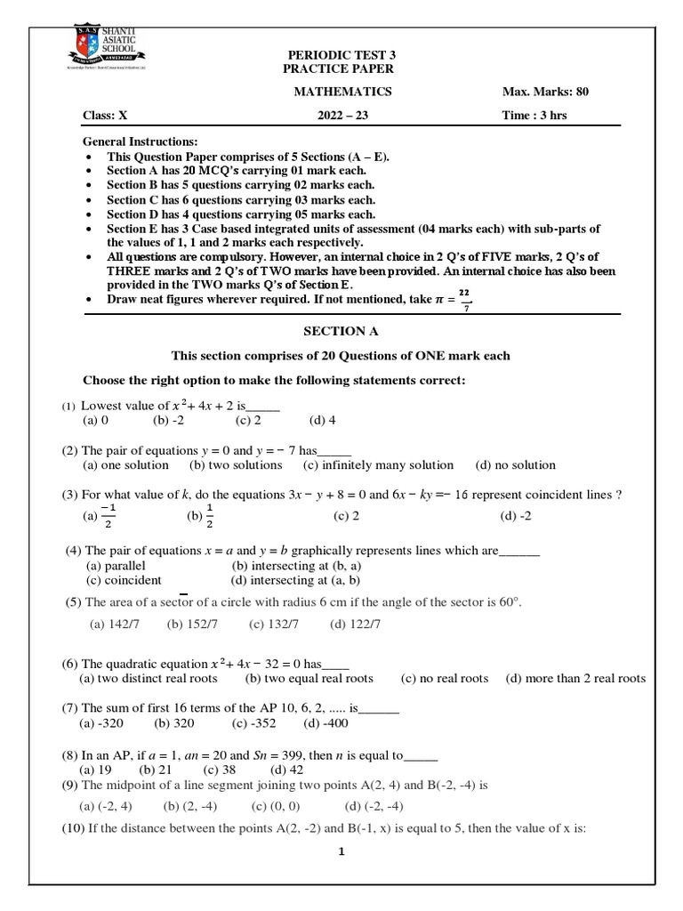 Section A This Section Comprises of 20 Questions of ONE Mark Each Choose The Right Option To ...