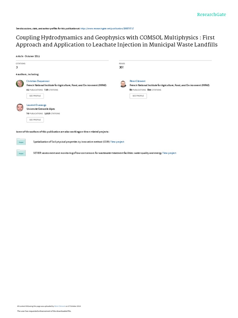 Coupling Hydrodynamics and Geophysics With COMSOL | PDF | Electrical Resistivity And ...