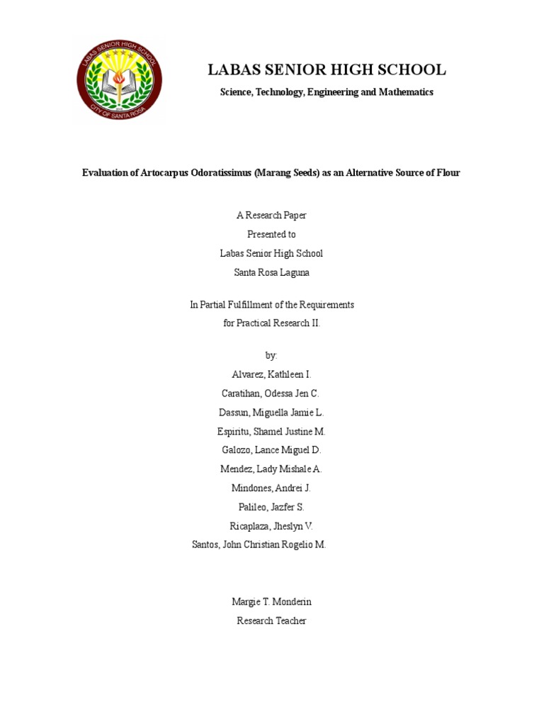 An Evaluation of Using Marang Seeds as a Viable Alternative Source of ...