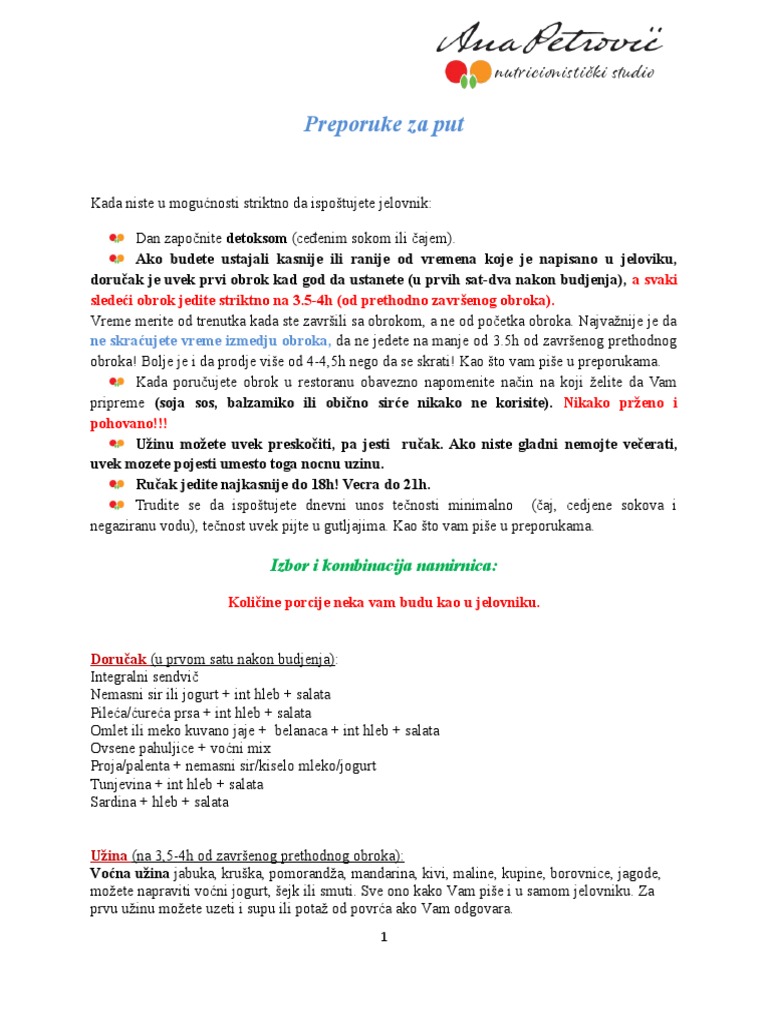 Preporuke Za Put | PDF