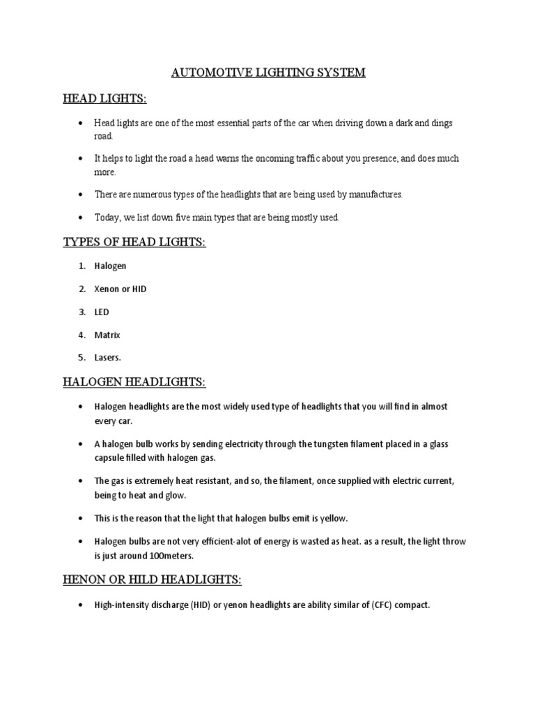 Automotive Lighting System | PDF | Technology & Engineering