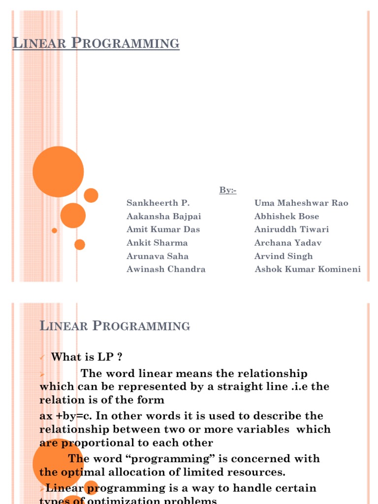 Linear Programing | PDF | Linear Programming | Mathematical Optimization