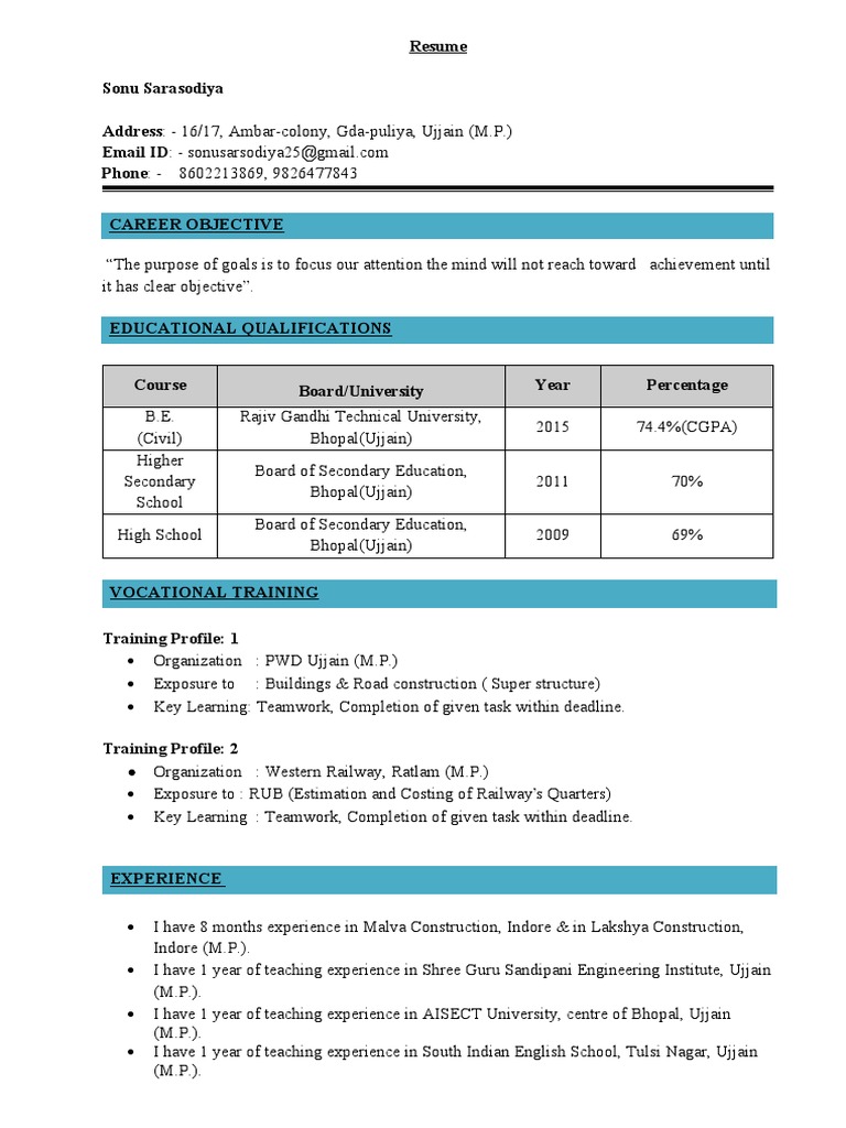 Resume Sonu | PDF