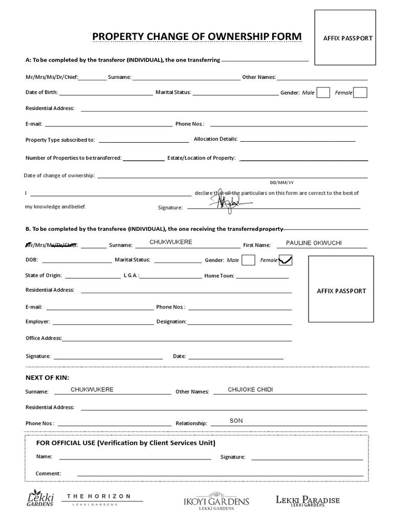 Change of Ownership Form - Individual To Individual (Jan 2021) | PDF ...