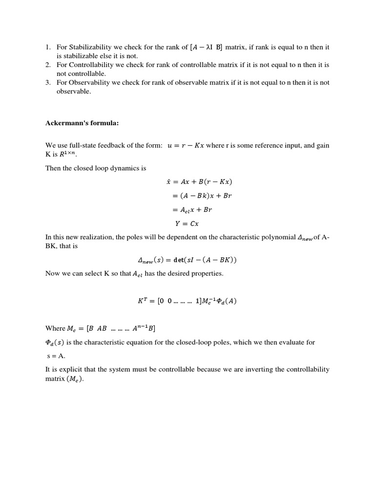 Ackermann's Formula | PDF
