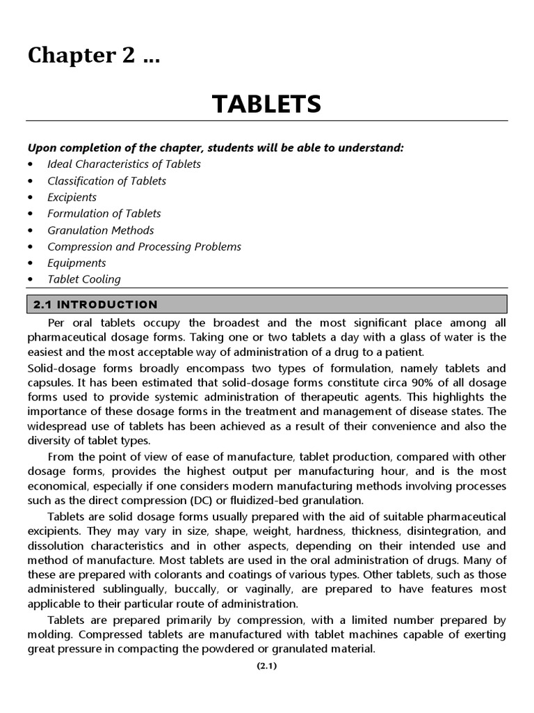 Tablets | PDF | Tablet (Pharmacy) | Pharmaceutical Formulation