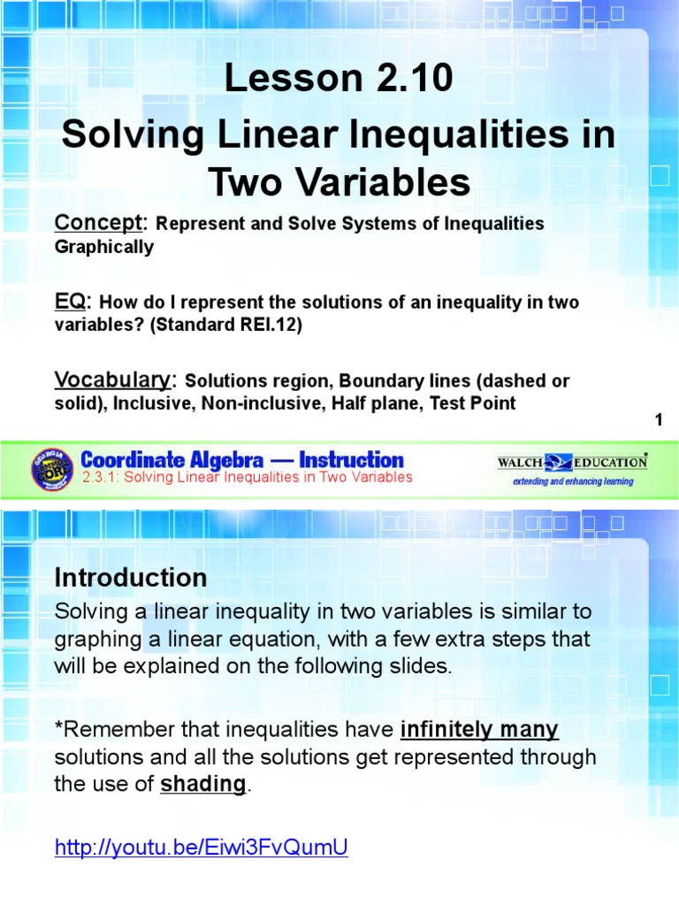 Graphing Linear Inequalities Guide | PDF | Mathematical Objects ...