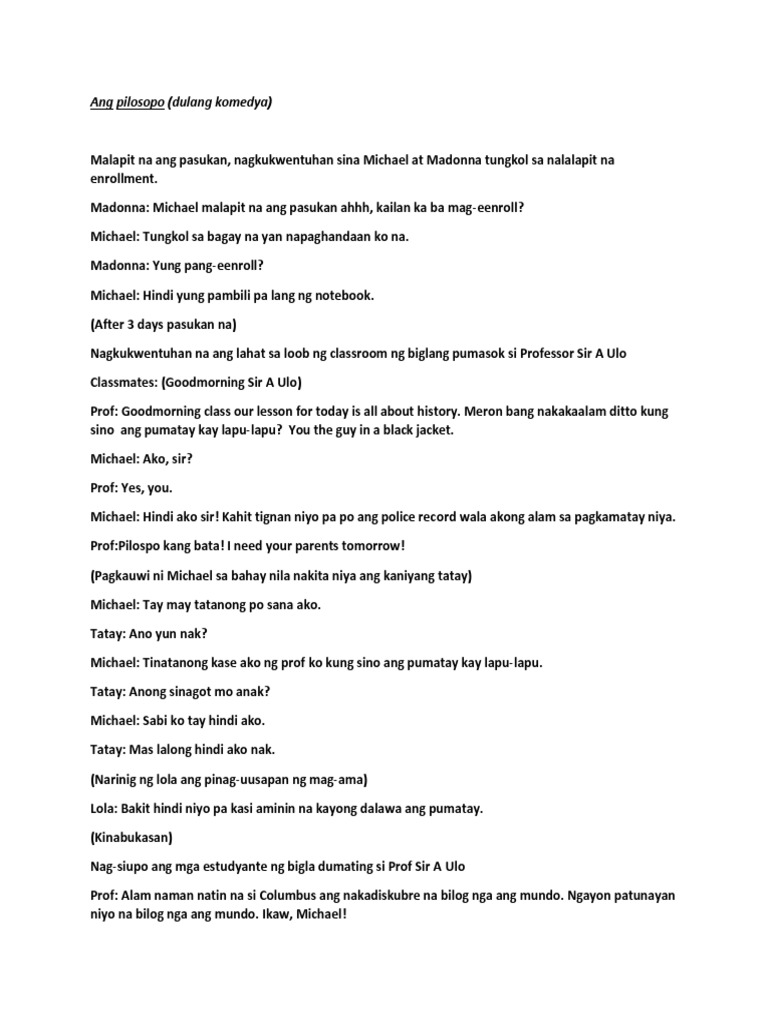 Ang Pilosopo (Dulang Komedya) | PDF