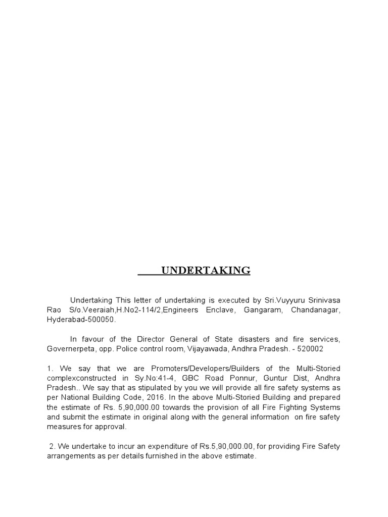 Undertaking | PDF | Firefighting | Fire Safety