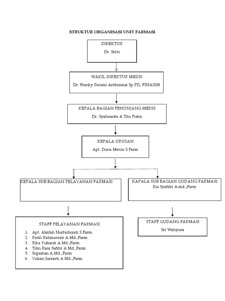 Struktur Organisasi Unit Farmasi | PDF | Pengembangan Diri | Kesehatan ...