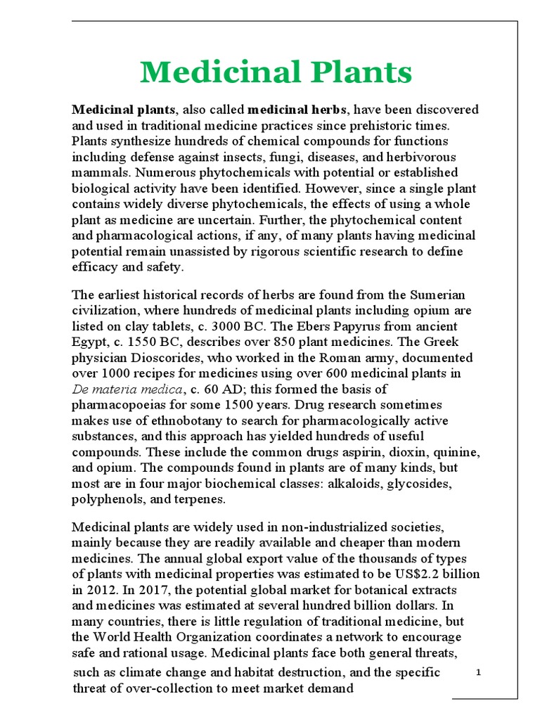 History and Uses of Medicinal Plants | PDF | Medicinal Plants | Ayurveda