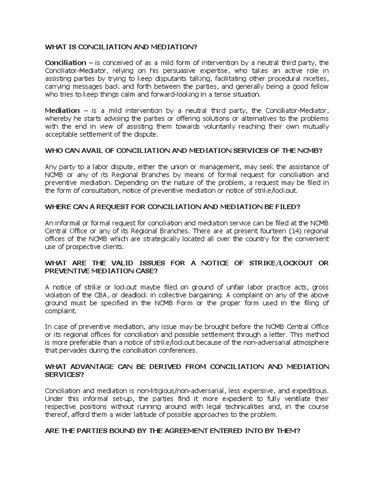 Conciliation and Mediation | PDF | Strike Action | Mediation