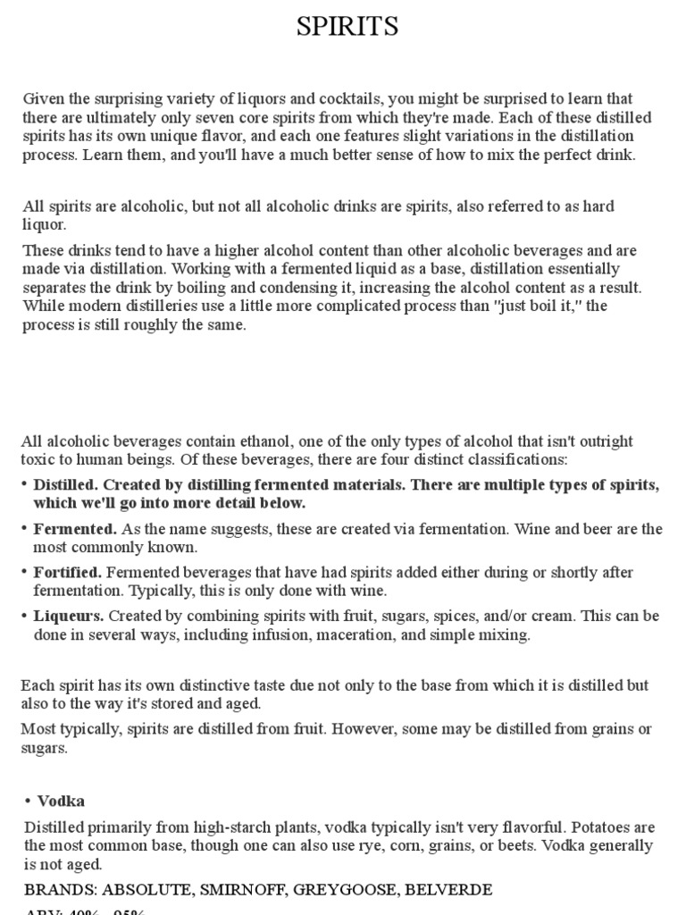 Spirits | PDF | Alcoholic Drinks | Gin