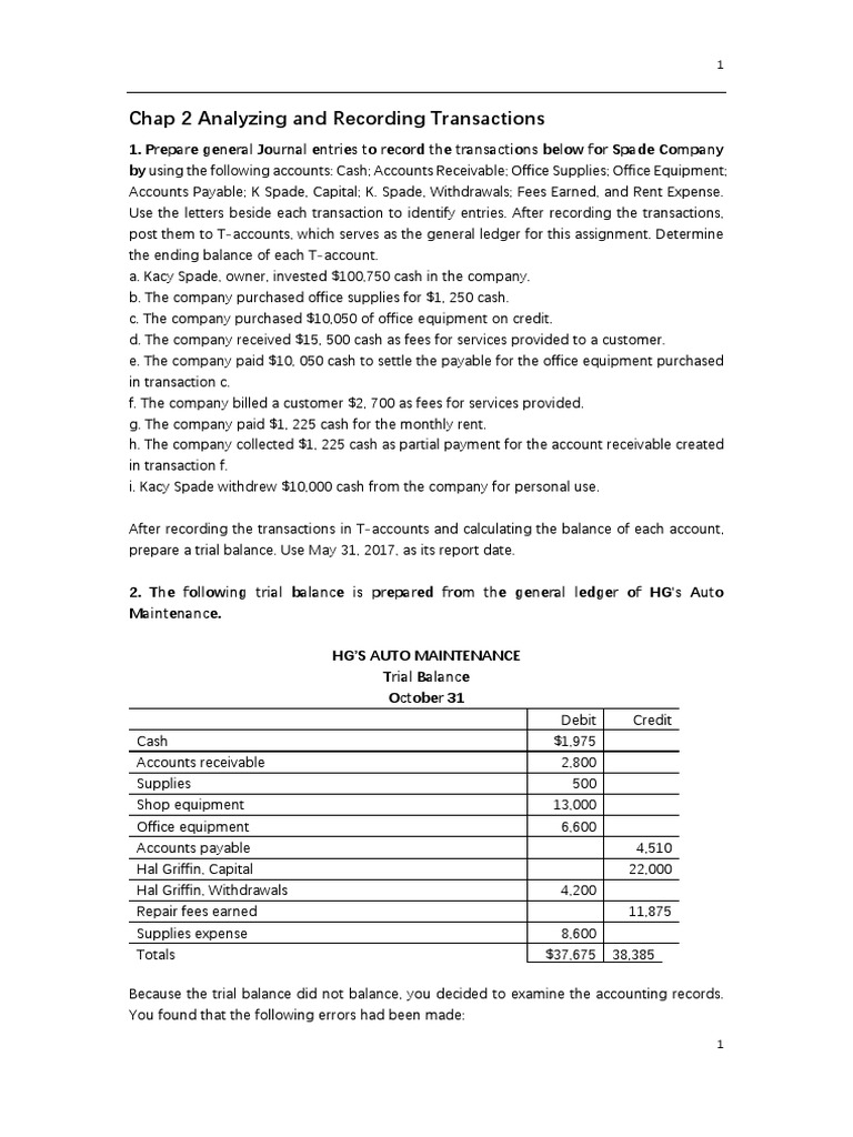 Chap 2 Homework | PDF | Debits And Credits | Economies