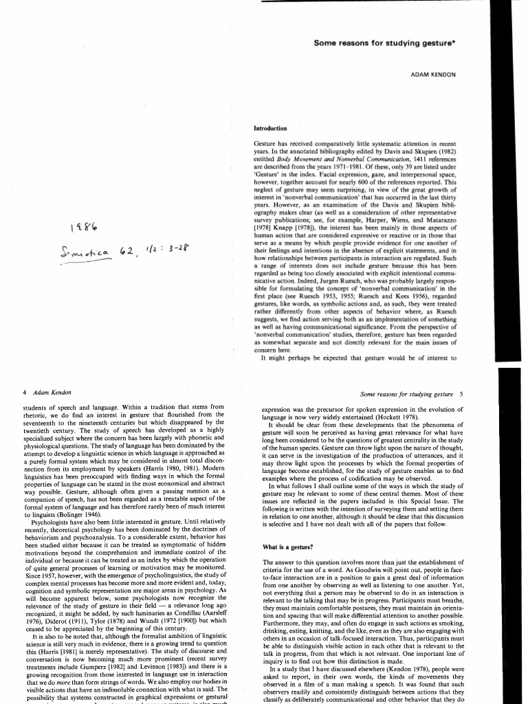 Why study gestures | PDF | Gesture | Nonverbal Communication