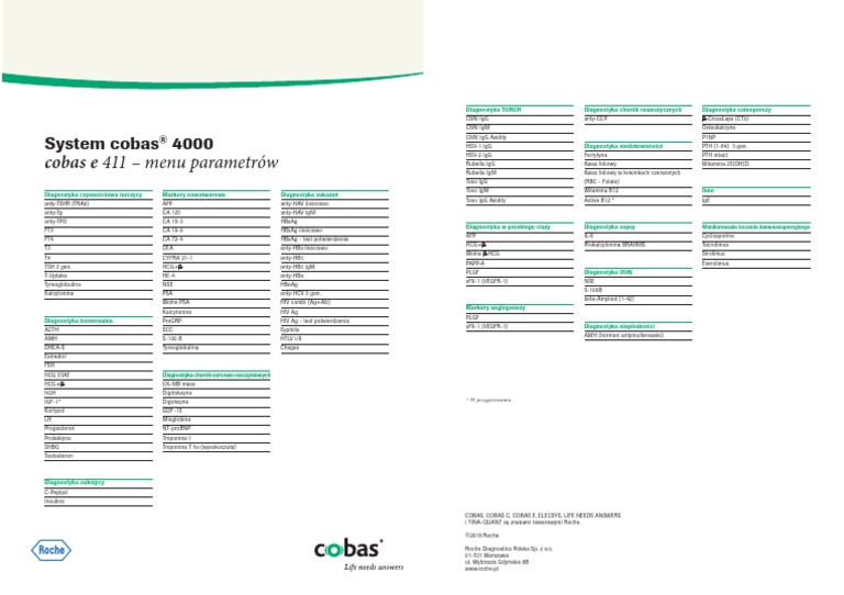 Cobas E411 - Menu Testów | PDF