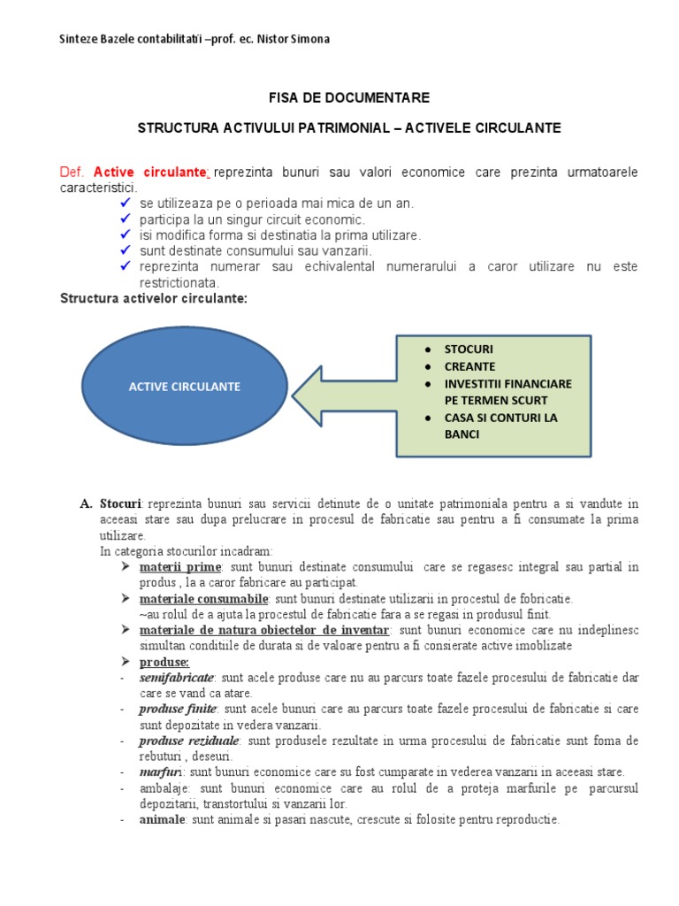 Fisa de Documentare Active Circulante | PDF