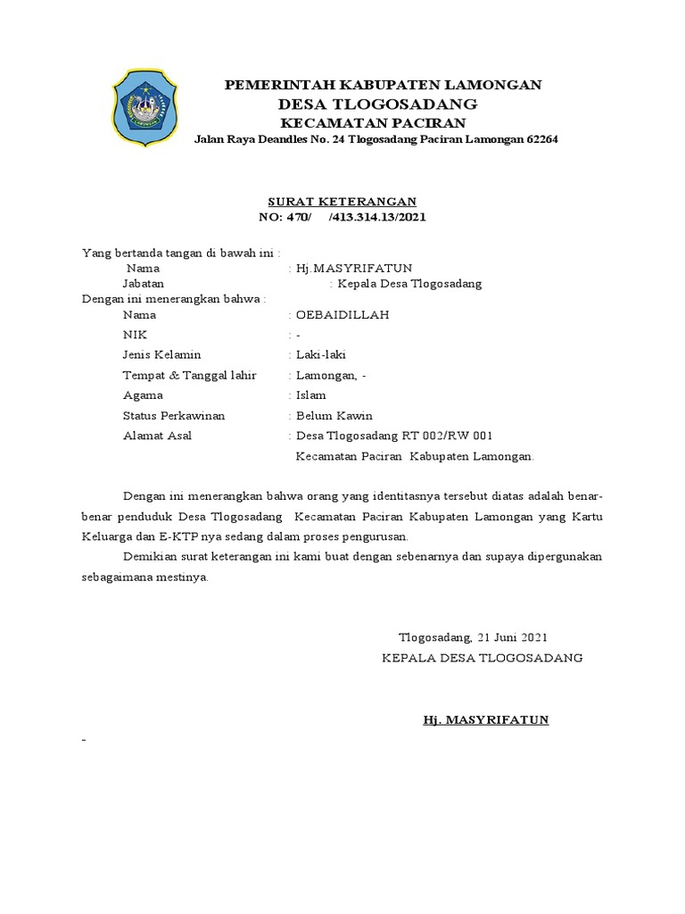 Surat Keterangan KTP Dalam Proses | PDF Surat Keterangan KTP Dalam Proses | PDF