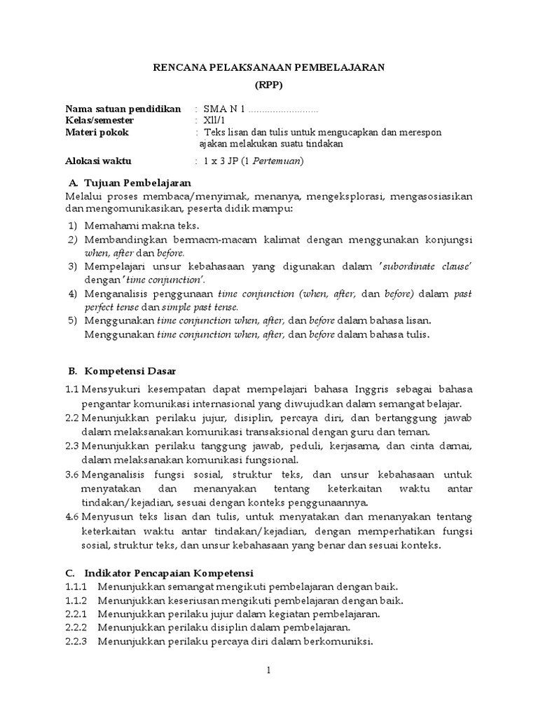 RPP Bahasa Inggris Kelas 12 k13 Chapter 4 | PDF