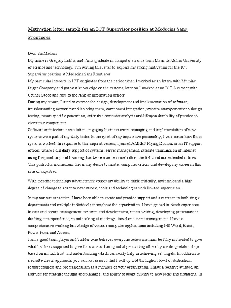 Motivation Letter | Download Free PDF | Information Technology | System