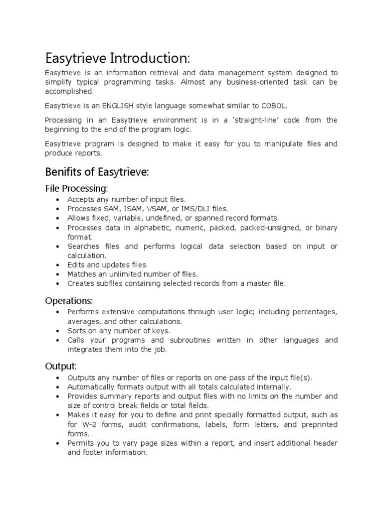 Easytrieve Pdf Parameter Computer Programming Programming 1477