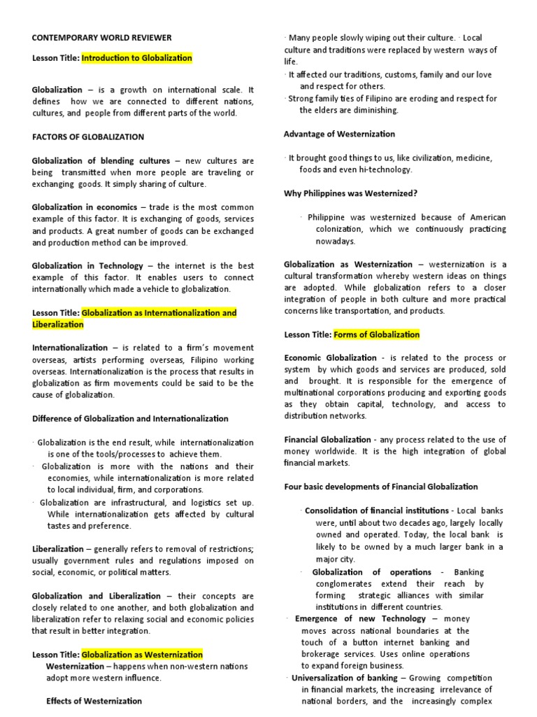 GEN 005 Lesson 1 To 6 | PDF | Globalization | Market (Economics)