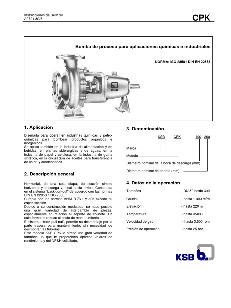 Manual - KSB CPK (Equivalente Emica CPK) | PDF