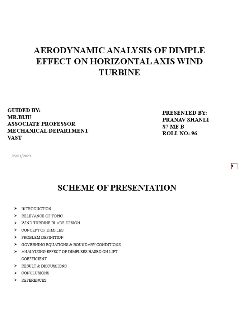 Dimple Effect on Wind Turbine Aerodynamics | PDF | Airfoil | Wind Turbine