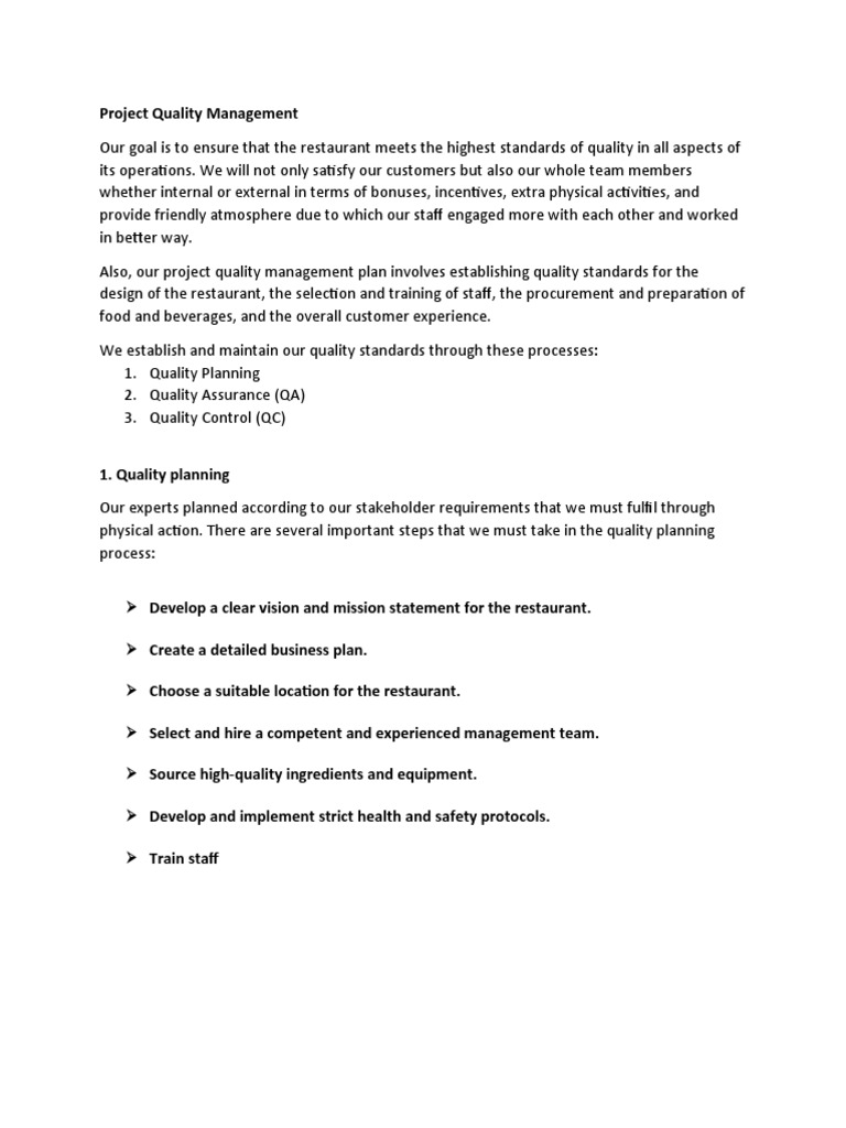 Project Quality Management | PDF