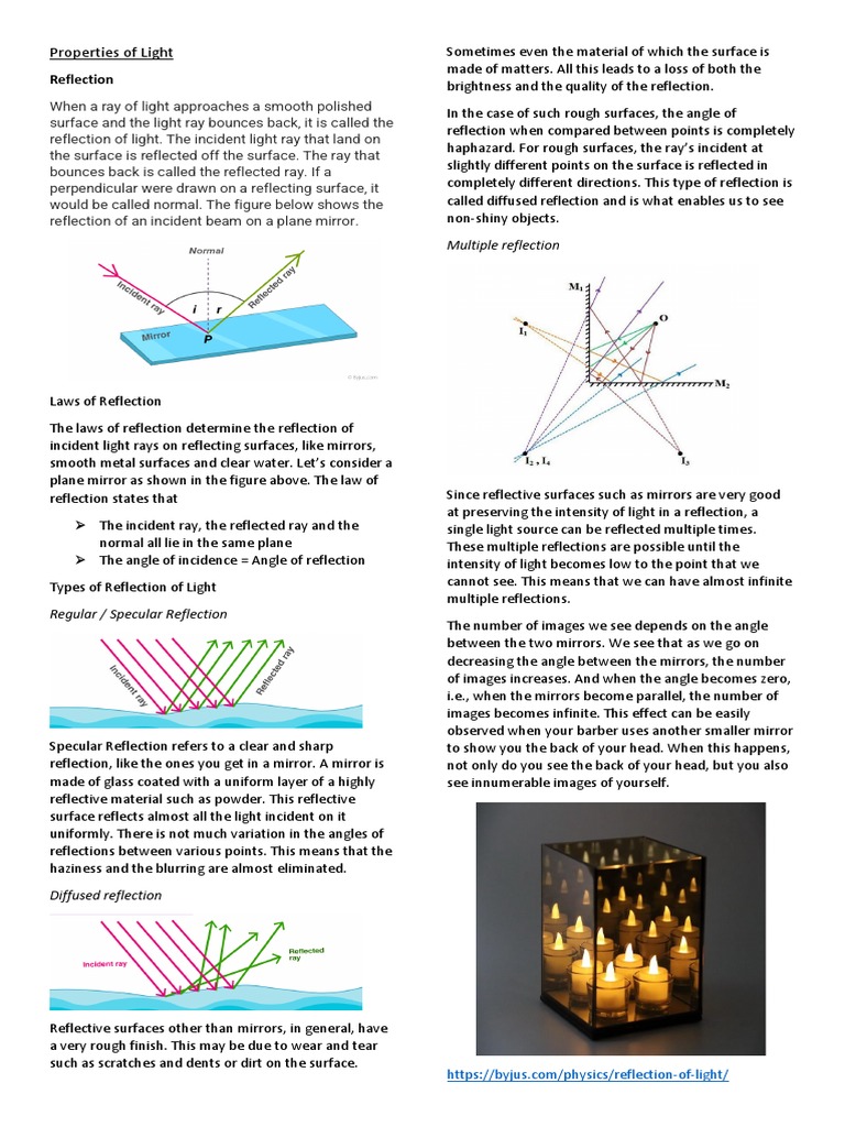 Properties of Light Handout 1 | Download Free PDF | Reflection (Physics ...