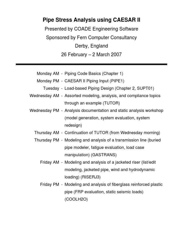 Pipe Stress Analysis Using CAESAR II | Download Free PDF | Stress ...