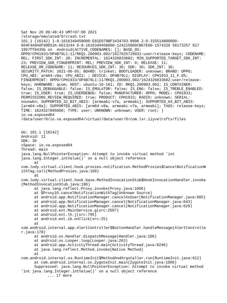 Crash | PDF | Java (Programming Language) | Android (Operating System)