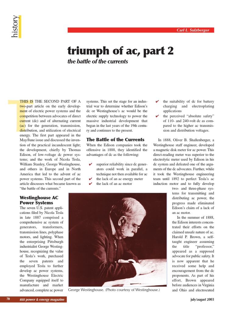 Triumph Of Ac Part 2 The Battle Of The Currents Pdf Alternating