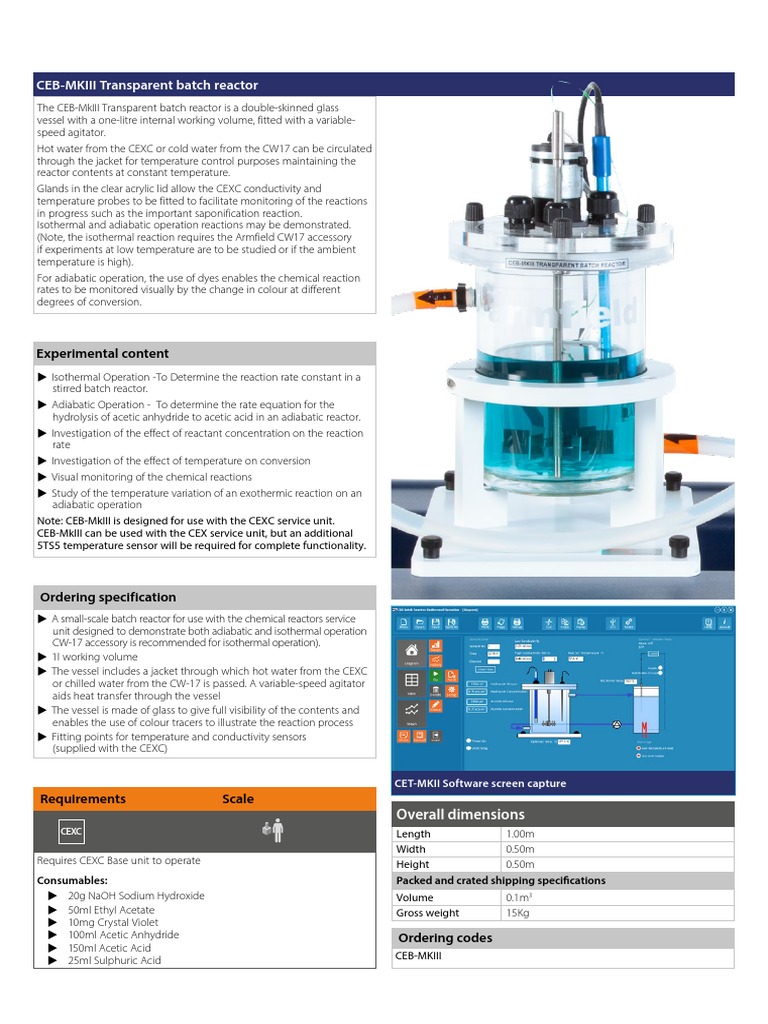 CEB-MKII Transparent Batch Reactor | PDF | Chemical Reactor | Chemical Reactions