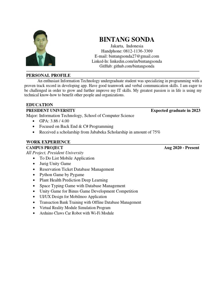 Curriculum Vitae | PDF | Unity (Game Engine) | Computing