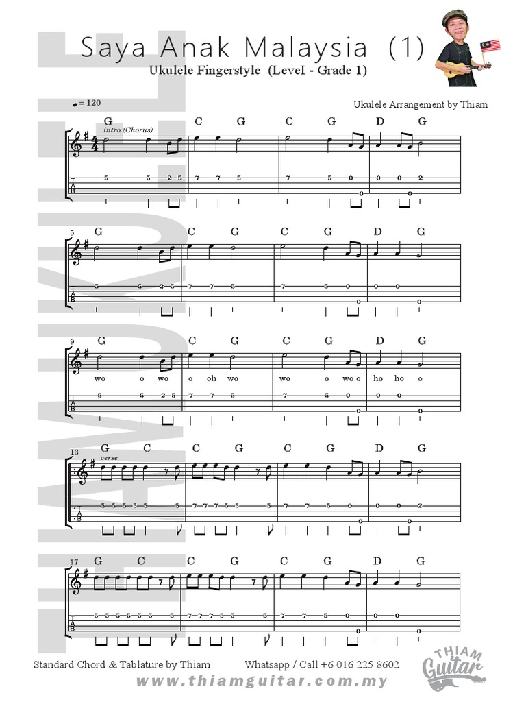 Saya Anak Malaysia - Fingerstyle - Grade 1 | PDF