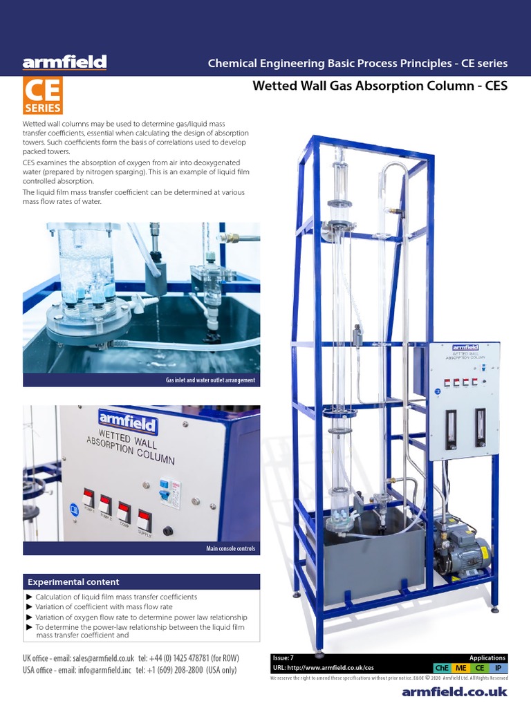 CES - Wetted Wall Gas Absorption Column | PDF | Water | Flow Measurement