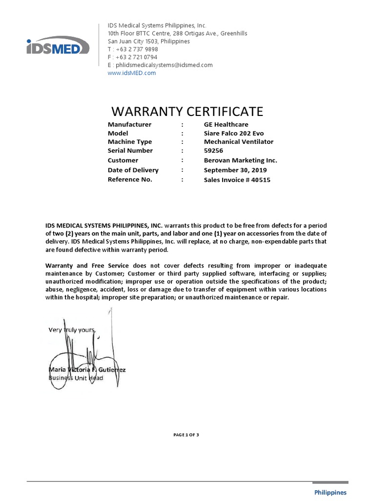 Berovan - 1 Unit Siare Falco 202 Evo - Certificates | PDF