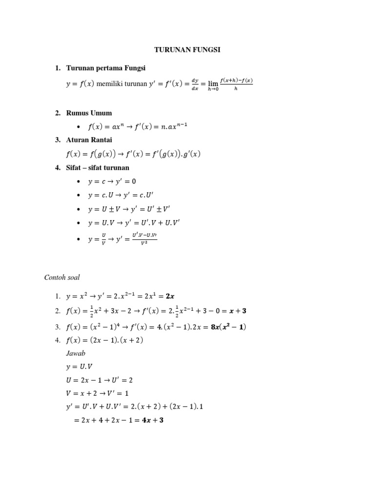 Materi TURUNAN FUNGSI | PDF