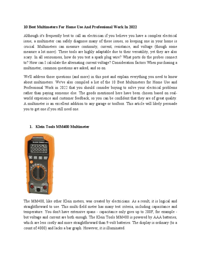 10 Best Multimeters For Home Use and Professional Work | PDF ...