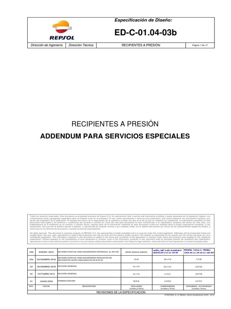 ED-C-01.04-03b ADDENDUM PARA SERVICIOS ESPECIALES | Descargar gratis PDF | Acero | Tratamiento a ...