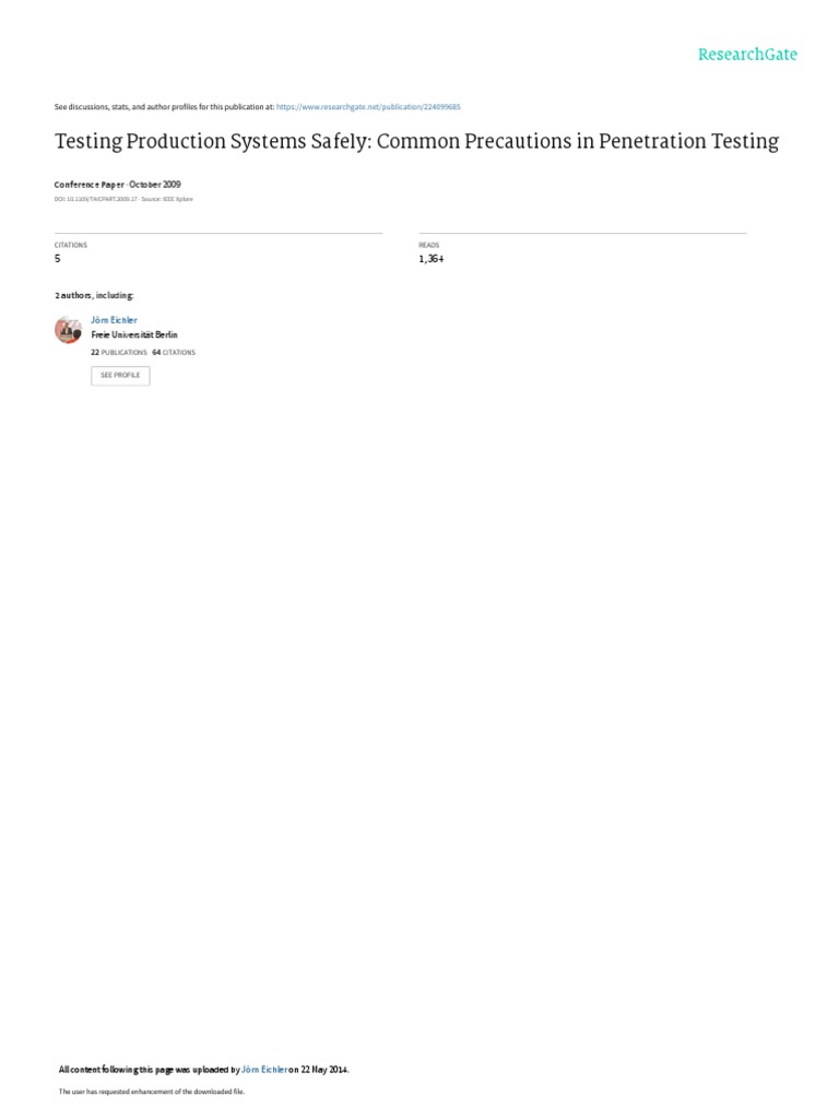 Safe Penetration Testing in Production Systems | PDF | Penetration Test ...