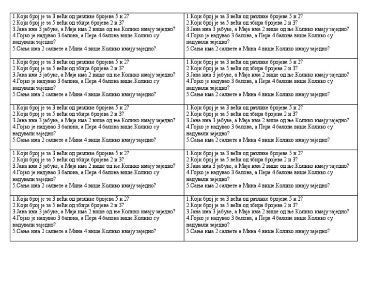 Zadaci 3 1. Razred | PDF