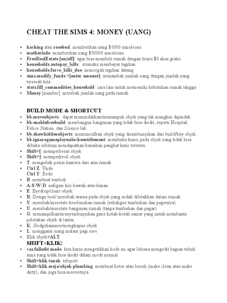 Cheat The Sims 4 | PDF