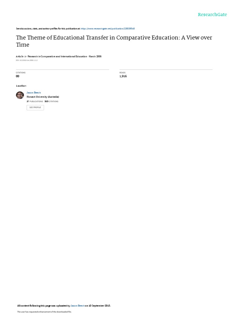 The Theme of Educational Transfer in Comparative E | PDF | Science | Institution